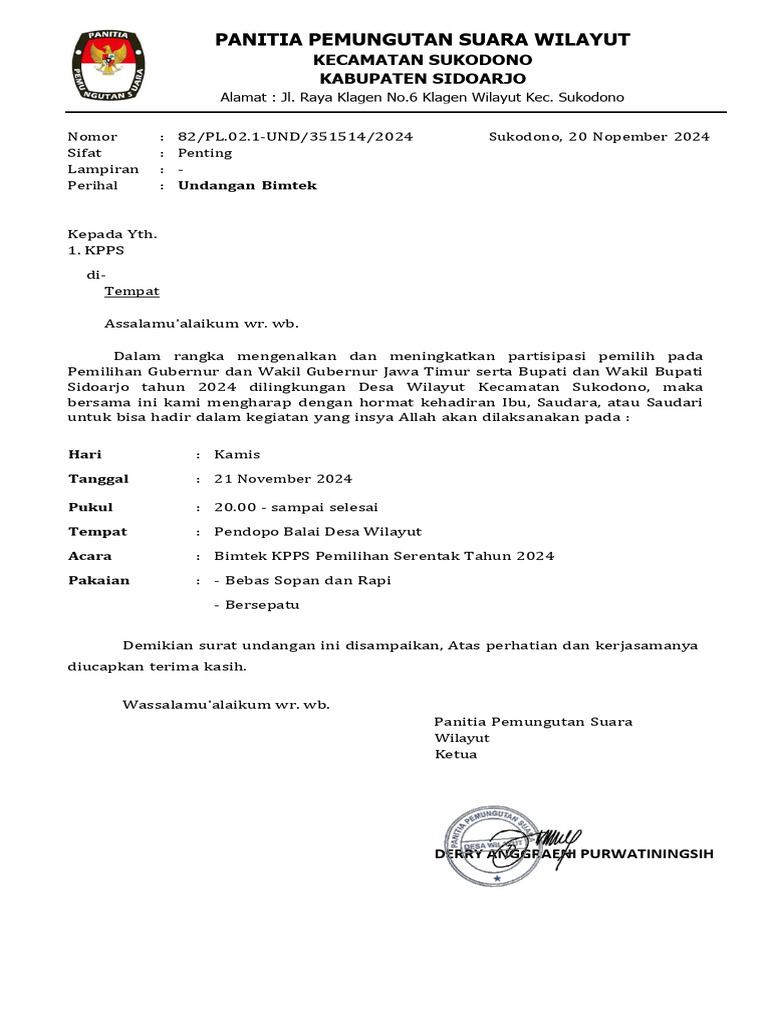 Undangan Bimtek KPPS | PDF