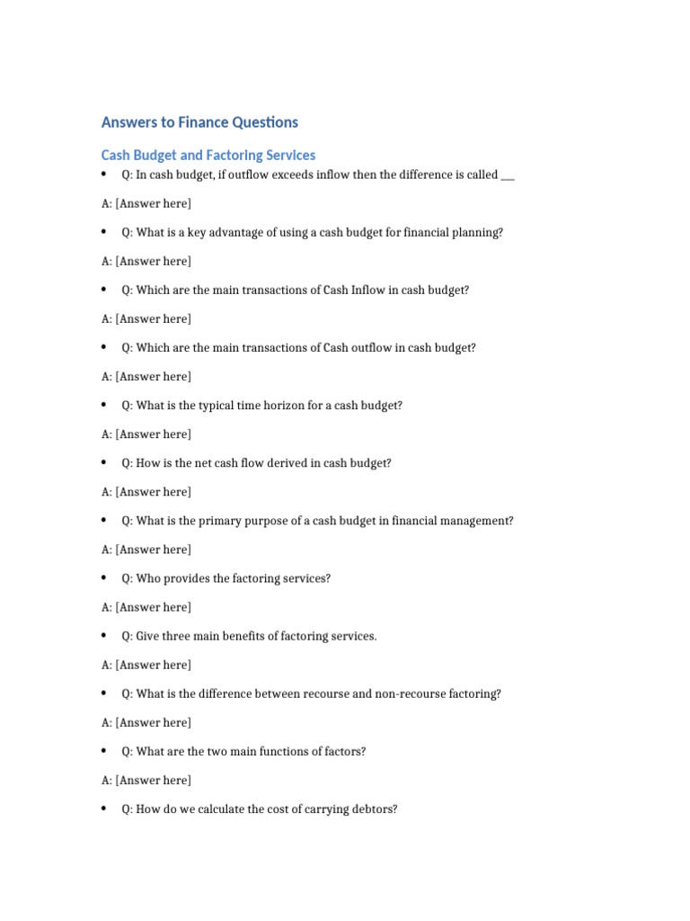 Finance Questions Answers | PDF | Discounted Cash Flow | Business Valuation