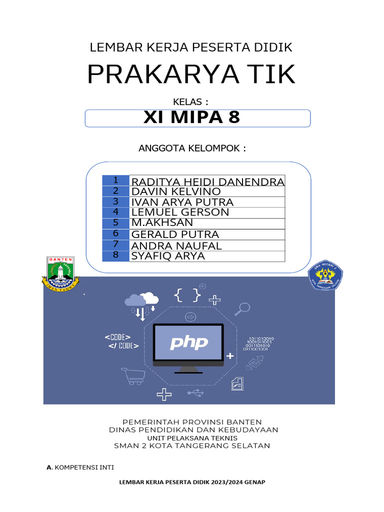 Lembar Kerja Peserta Didik Prakarya Tik 3 - PHP | PDF