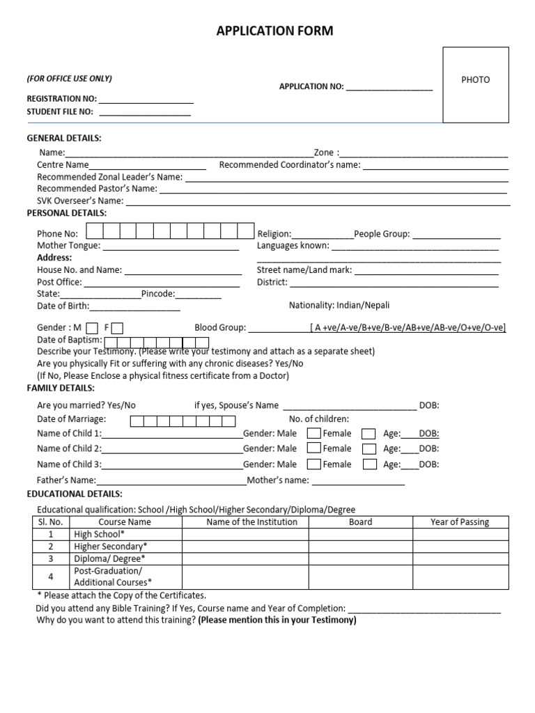 SVK Training Program Application Form | PDF