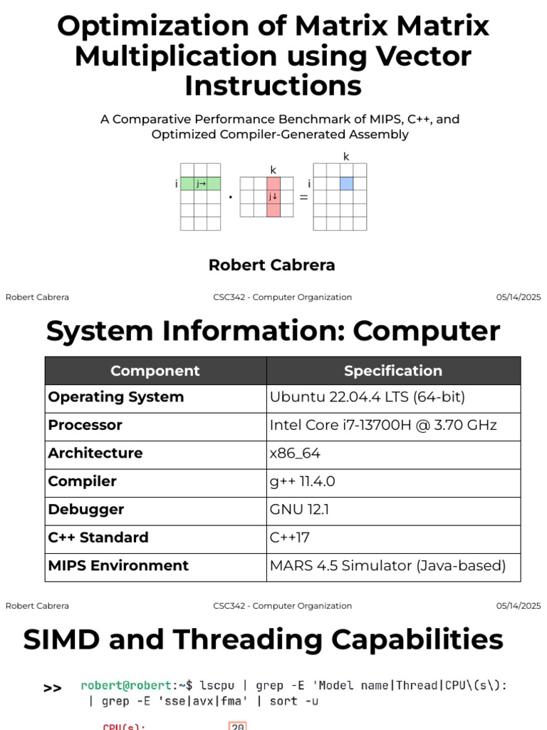Cabrera Robert CSC342 Final Presentation | PDF | Parallel Computing | Matrix (Mathematics)