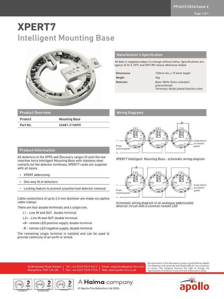 PP2633 XP95 Mounting Base Datasheet | PDF | Electrical Engineering | Manufactured Goods