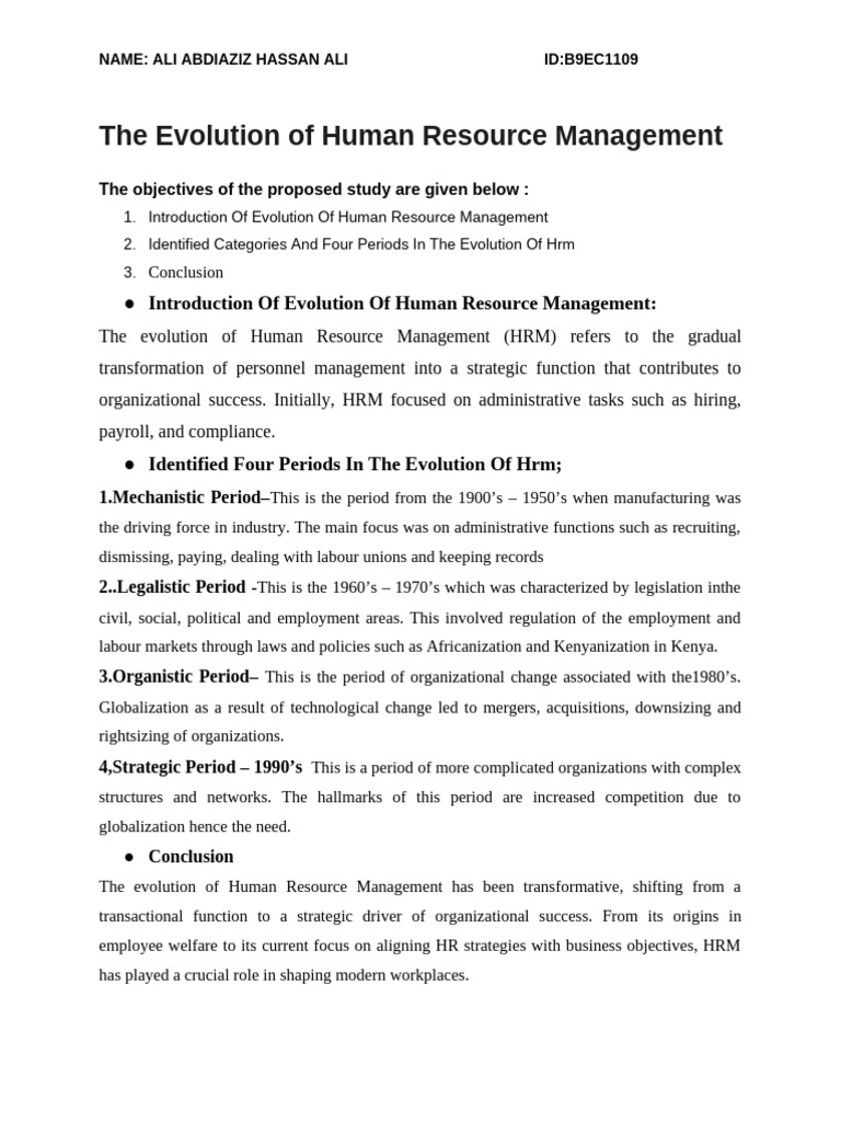 The Evolution of Human Resource Management | PDF