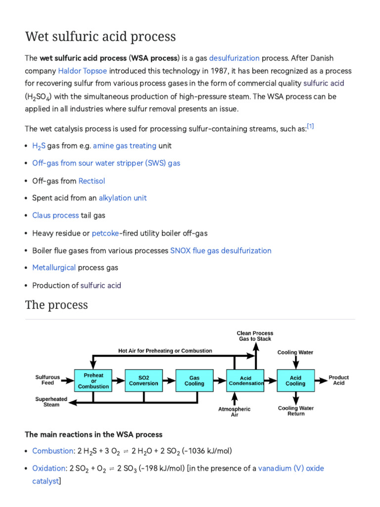 Wet Sulfuric Acid Process - Wikipedia | PDF | Chemical Process ...