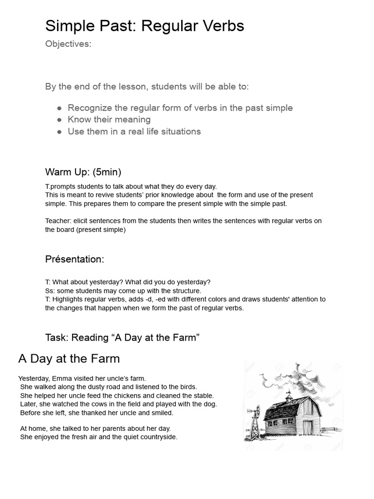 Simple Past Regular Verbs | PDF | Language Mechanics | Linguistic ...