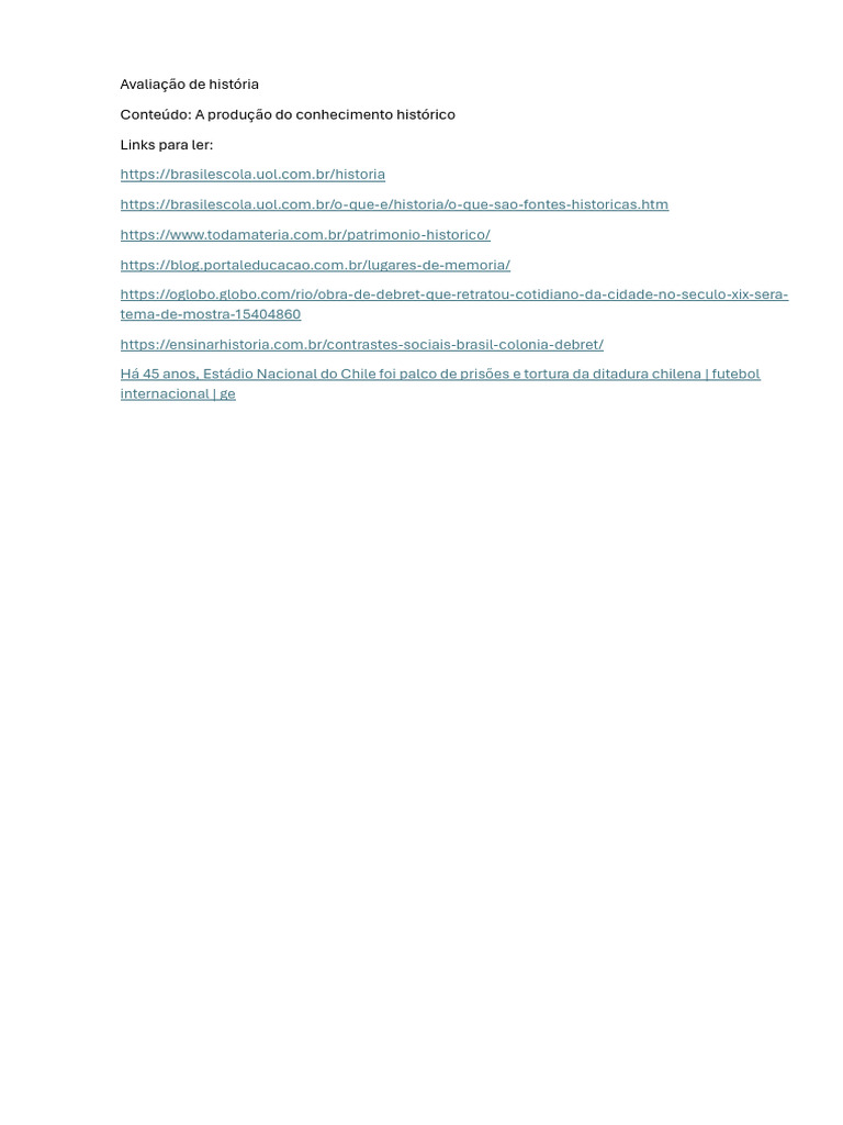 Mat ria da avalia ao de hist ria | PDF