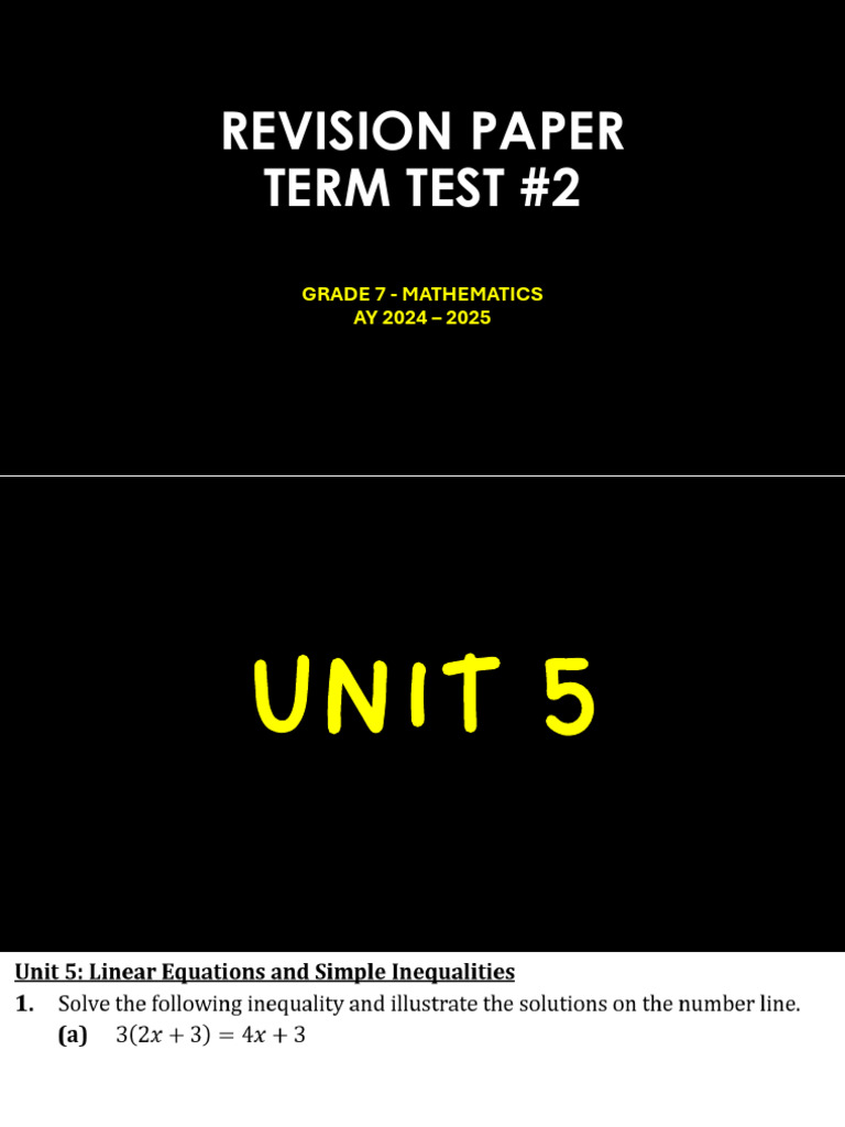 Grade 7 Math Revision Paper 2024 | PDF
