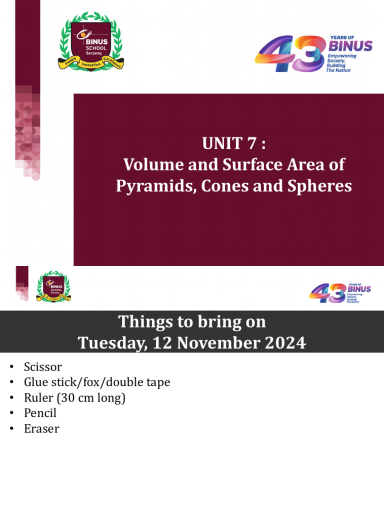 Volume & Surface Area of Pyramids & Cones | PDF | Area | Euclidean Geometry