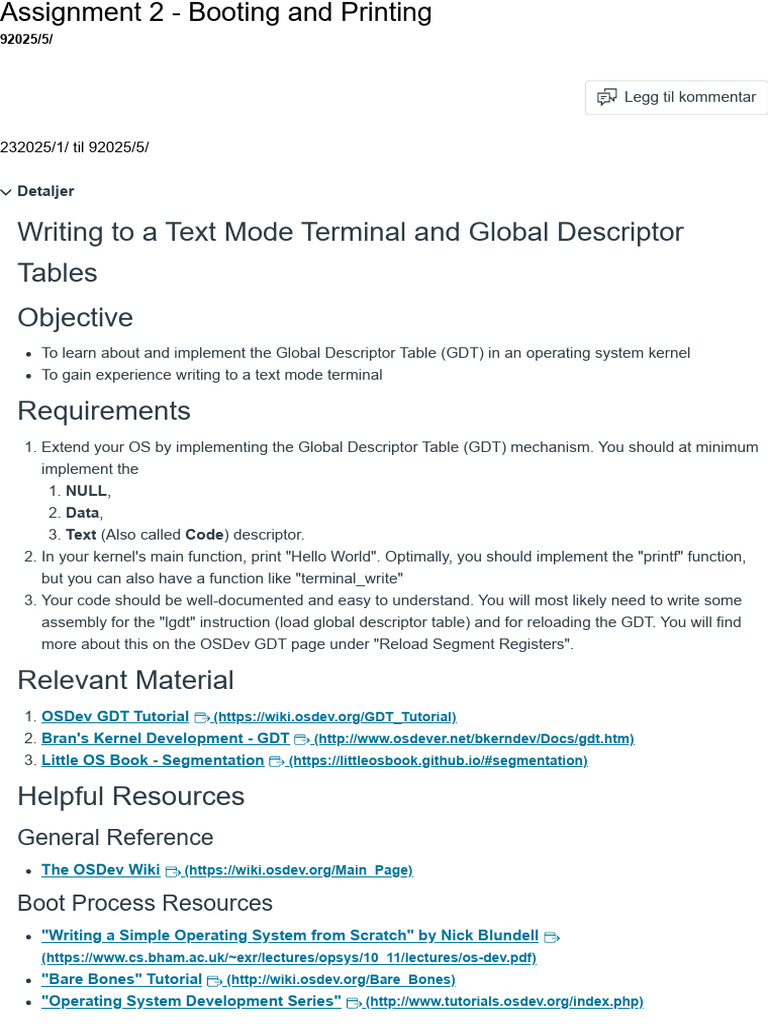 Assignment 2 - Booting and Printing | PDF | Operating System | Computer ...
