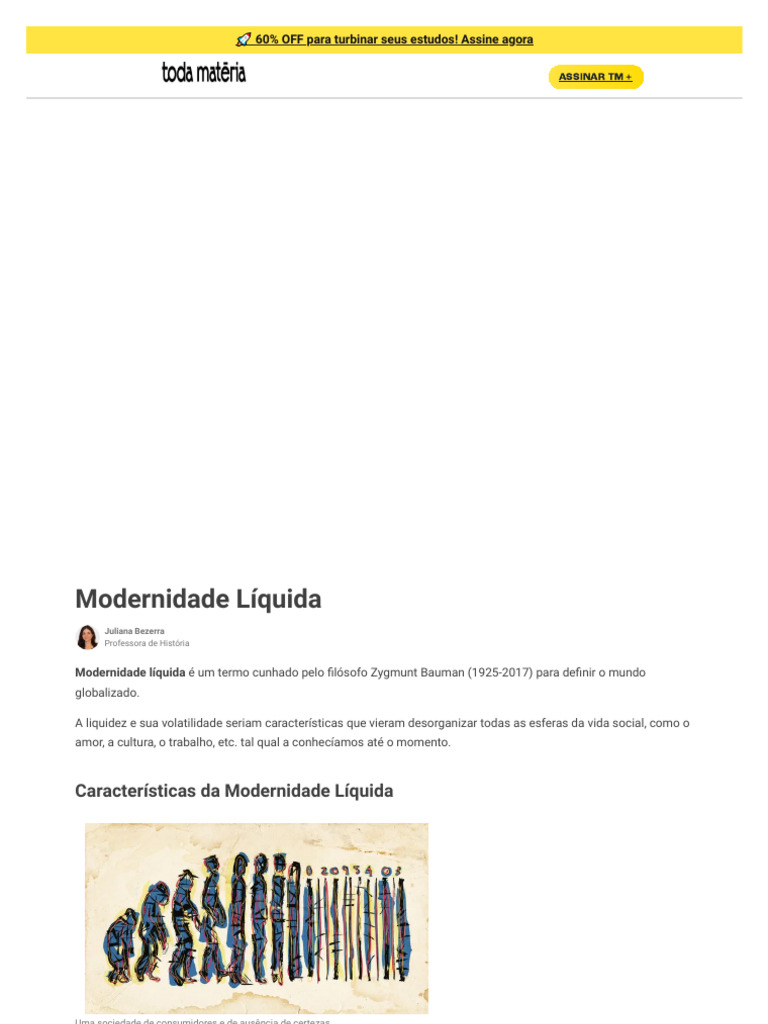 Modernidade Líquida - Resumo e Principais Conceitos - Toda Matéria | PDF | Modernidade | Sociedade