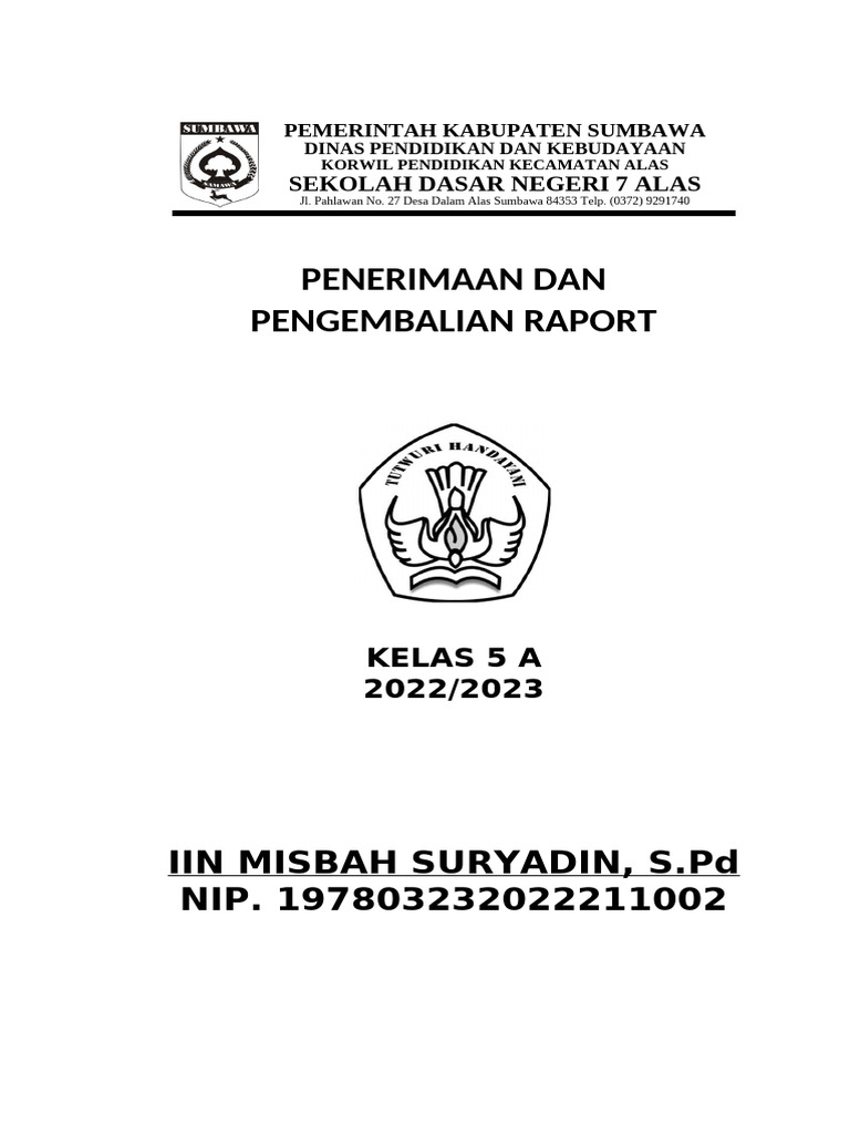 Cover - Penerimaan Dan Pengembalian Raport | PDF