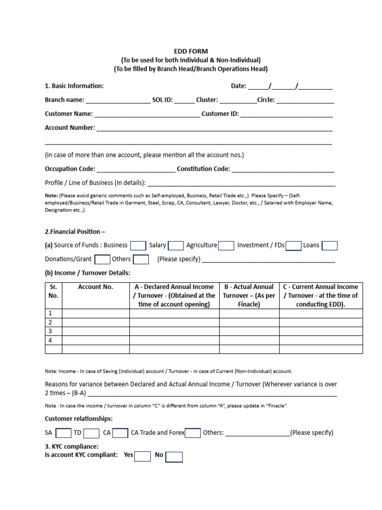 EDD Form for KYC Compliance and Verification | PDF | Business | Economies
