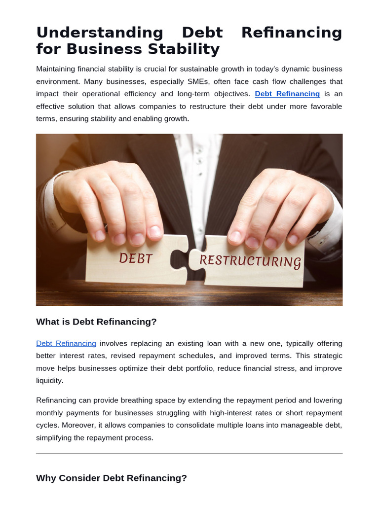 Understanding Debt Refinancing for Business Stability | PDF | Refinancing | Debt