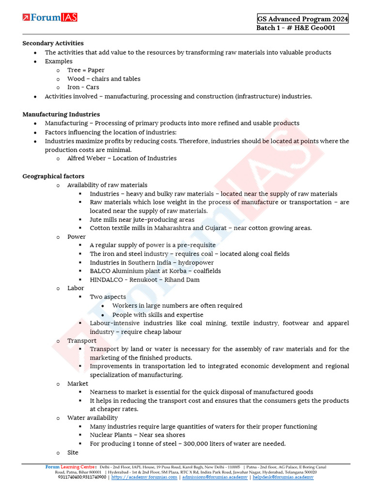 01 Human & Economic Geography Handout GSAP | PDF | Textiles | Iron