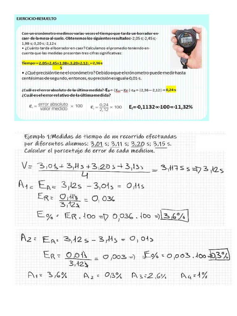 CALCULO DE ERROR EJERCICIOS RESUELTOS | PDF