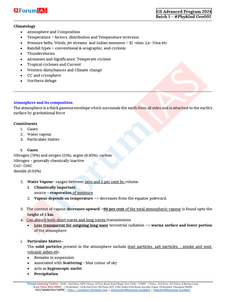 02 Physical & Indian Geography Handout GSAP | PDF | Cyclone | Precipitation