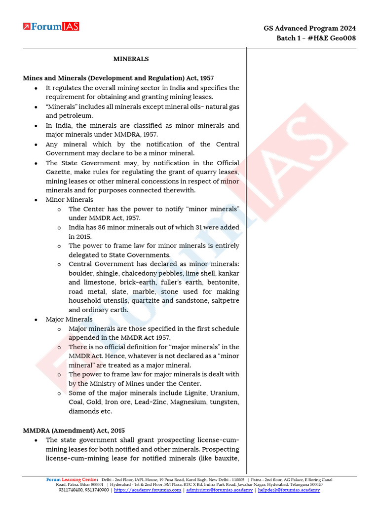 08 Human & Economic Geography Handout GSAP | PDF | Atoms | Minerals