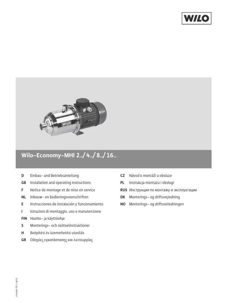 Wilo Fluid Control Installation Manual | PDF | Pump | Valve