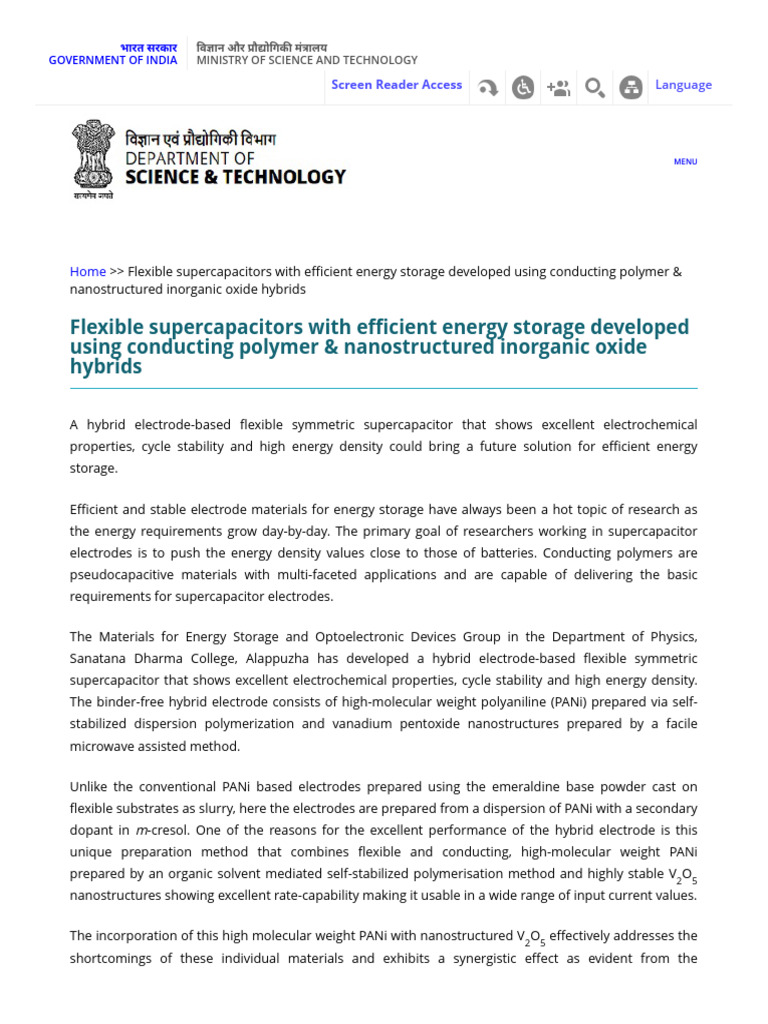 Flexible supercapacitors with efficient energy storage developed using conducting polymer ...