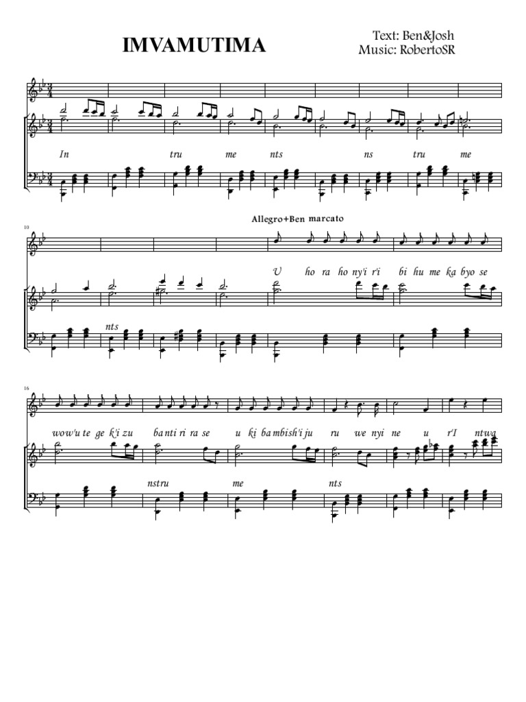 Imvamutima by Robertosr (Ben&josh) - Sheet of Music (1) - 014130 | PDF