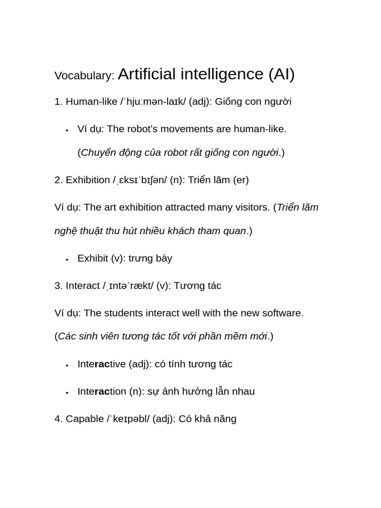 Vocabulary Artficial Intelligence | PDF