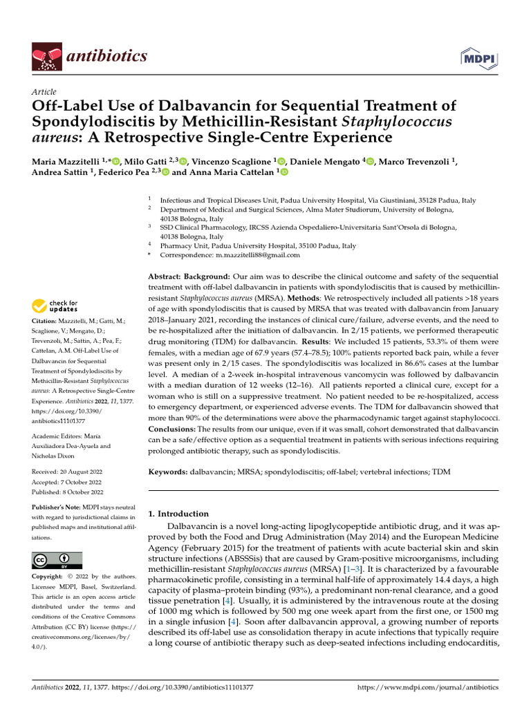 Dalbavancin Off Label 2 | PDF | Methicillin Resistant Staphylococcus ...