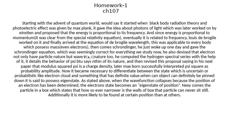 CH 107 Home Assignment 1 | PDF