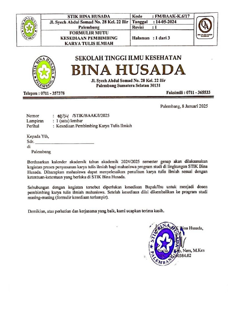 DESTI EMIL DAHLIA - Kesediaan Pembimbing KTI Genap 2024-2025 - DR ...