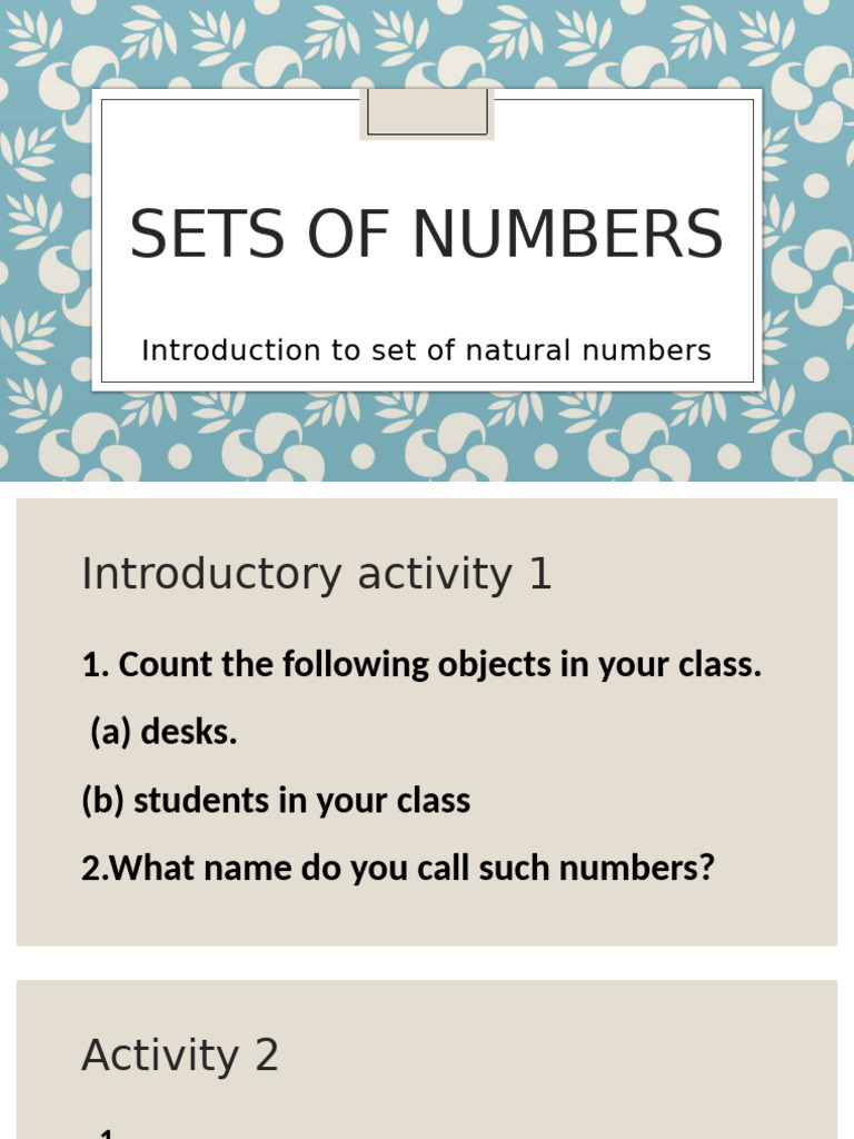 Introduction To Natural Numbers | PDF