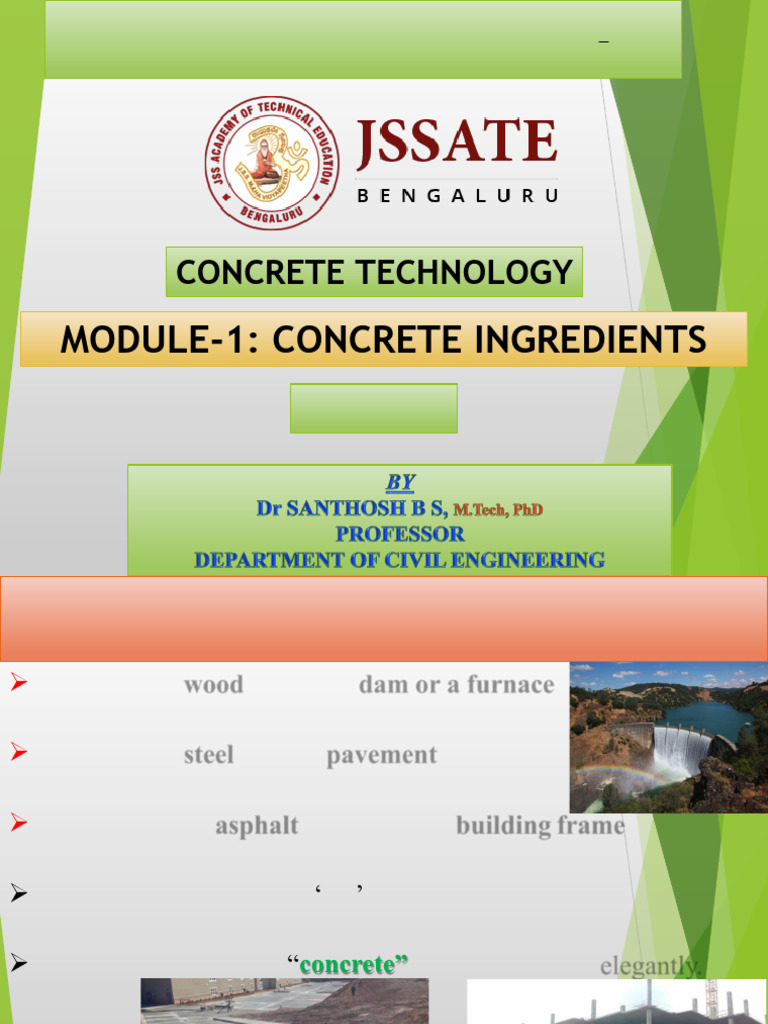 Module 1 Concrete Ingredients (Cement) | PDF | Cement | Concrete