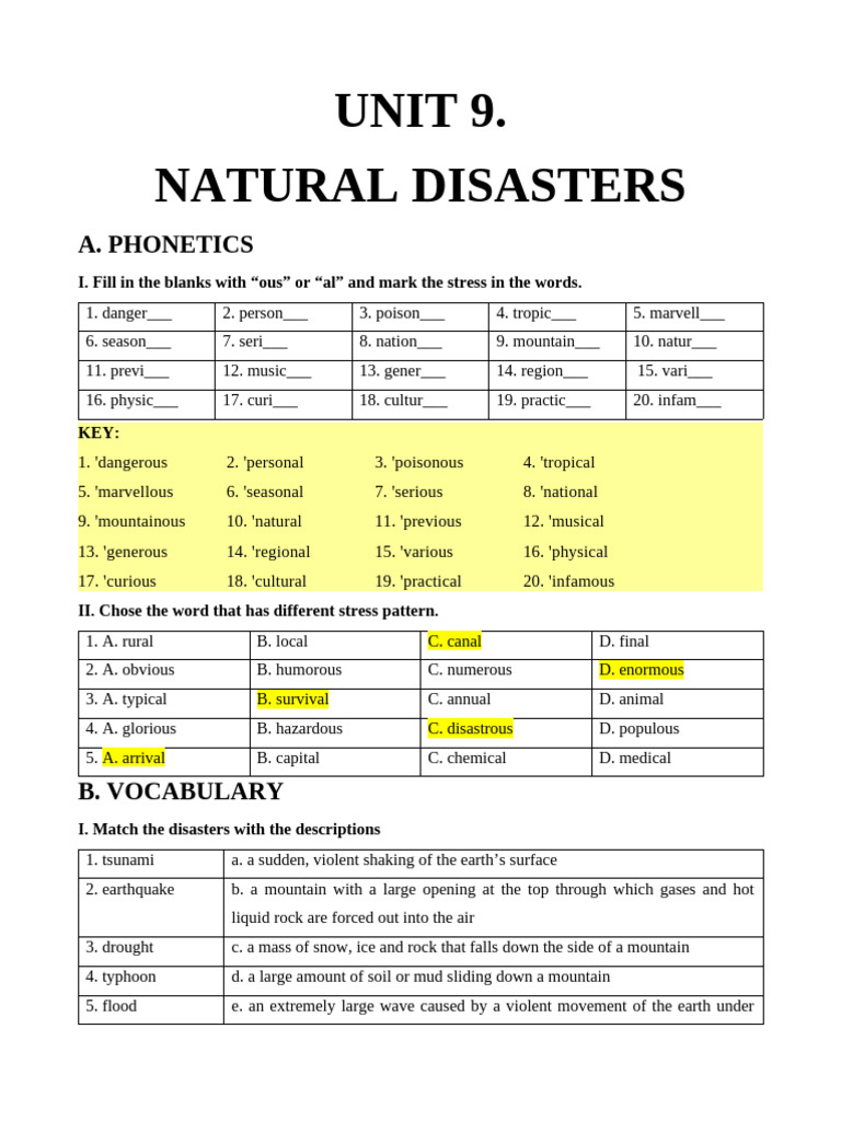 Unit 9. Natural Disasters-Gv | PDF | Tropical Cyclones | Natural Disasters