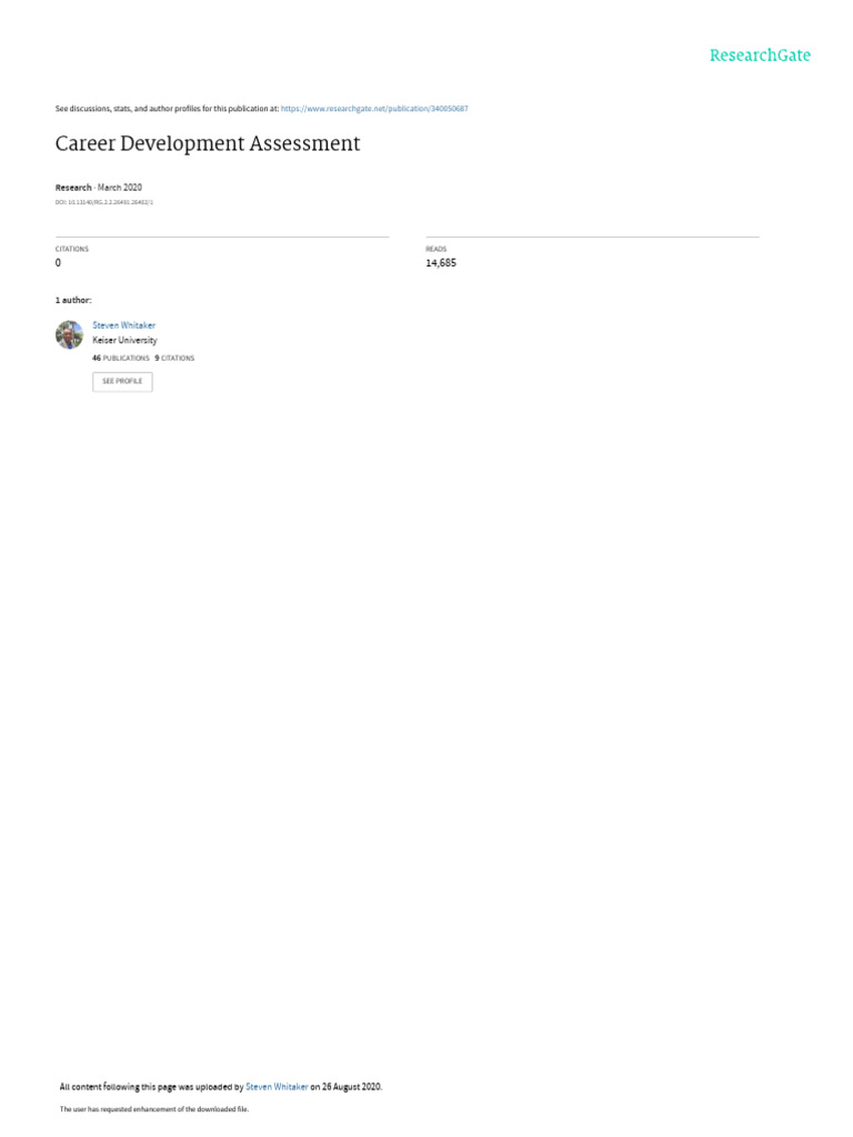 Career Development Assessment | PDF | Cyberspace
