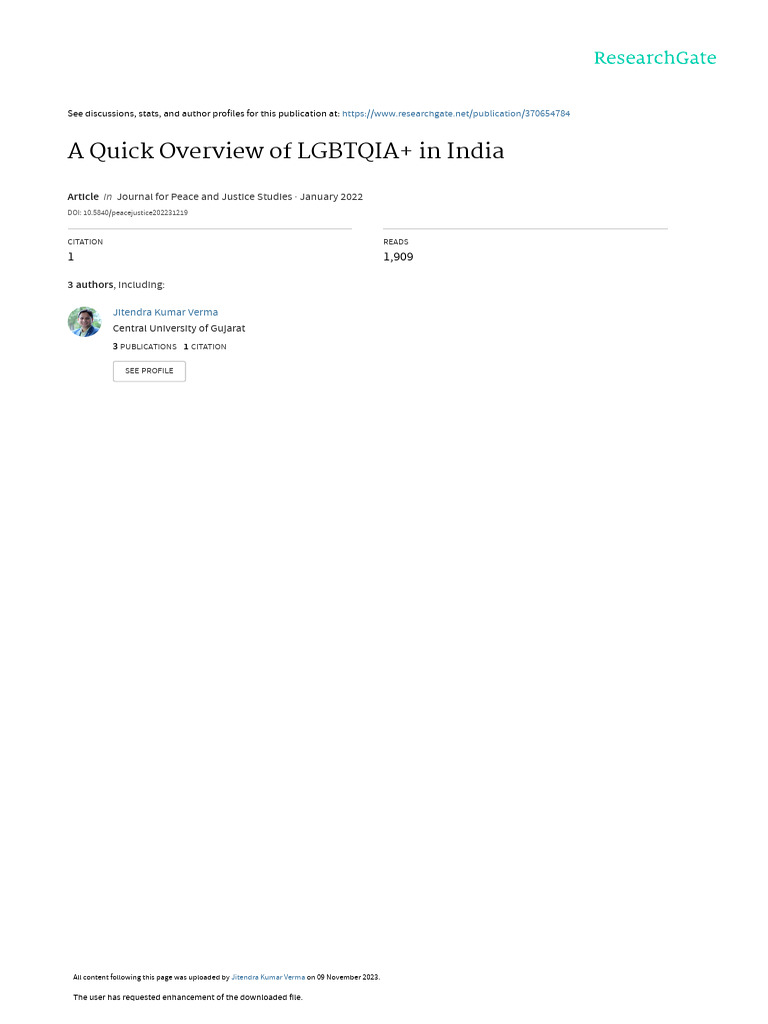 AQuick Overviewof LGBTQIAin India | PDF | Transgender | LGBTQIA+ Studies