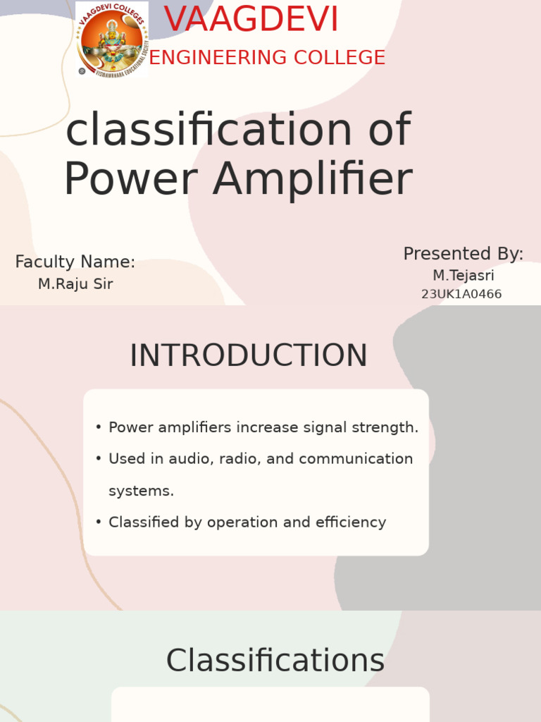 Classification of Power Amplifiers | PDF
