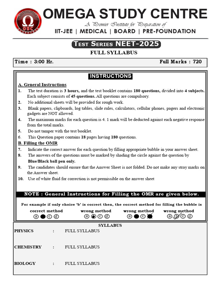 Neet Test Series Full Syllabus Test Paper - 09!04!2025 | PDF | Chemical ...