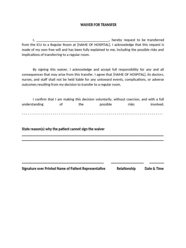Waiver For Transfer | PDF