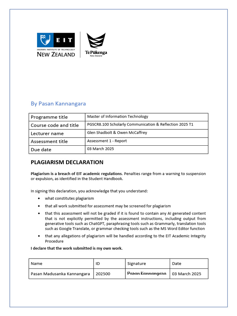 Assignment 01 - Reprot - 2025001656 - Final Draft, No Grammar Correction | PDF | Methodology ...
