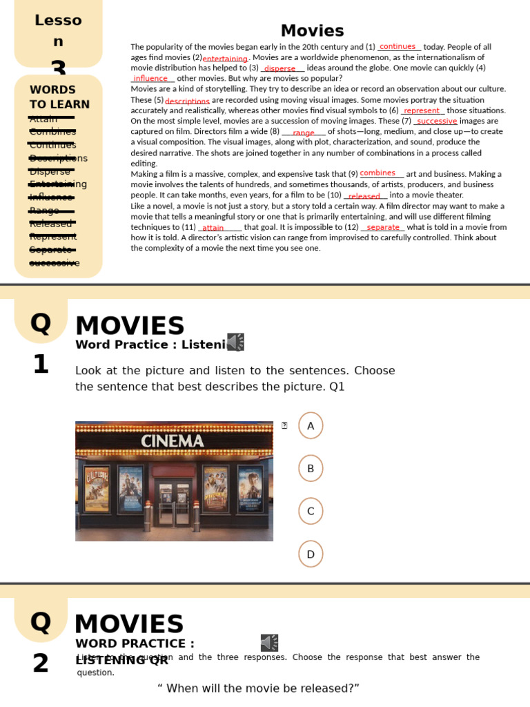 Test Preparation - Vocabulary 5 | PDF | Museum | Movie Theater