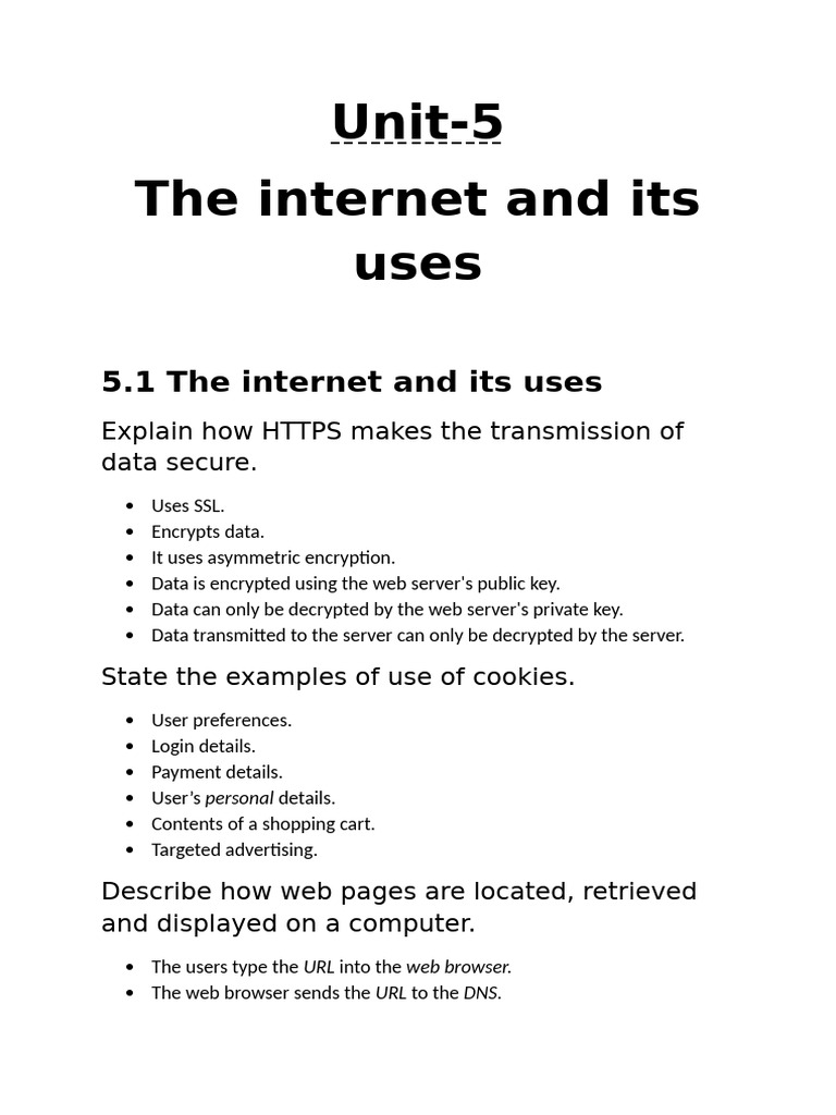 Unit-5 The Internet and Its Uses | PDF | Proxy Server | Http Cookie