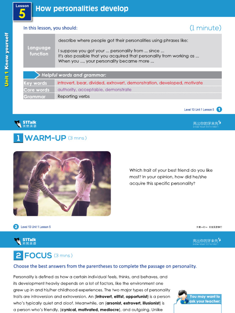 Lesson 5 How Personalities Develop | PDF