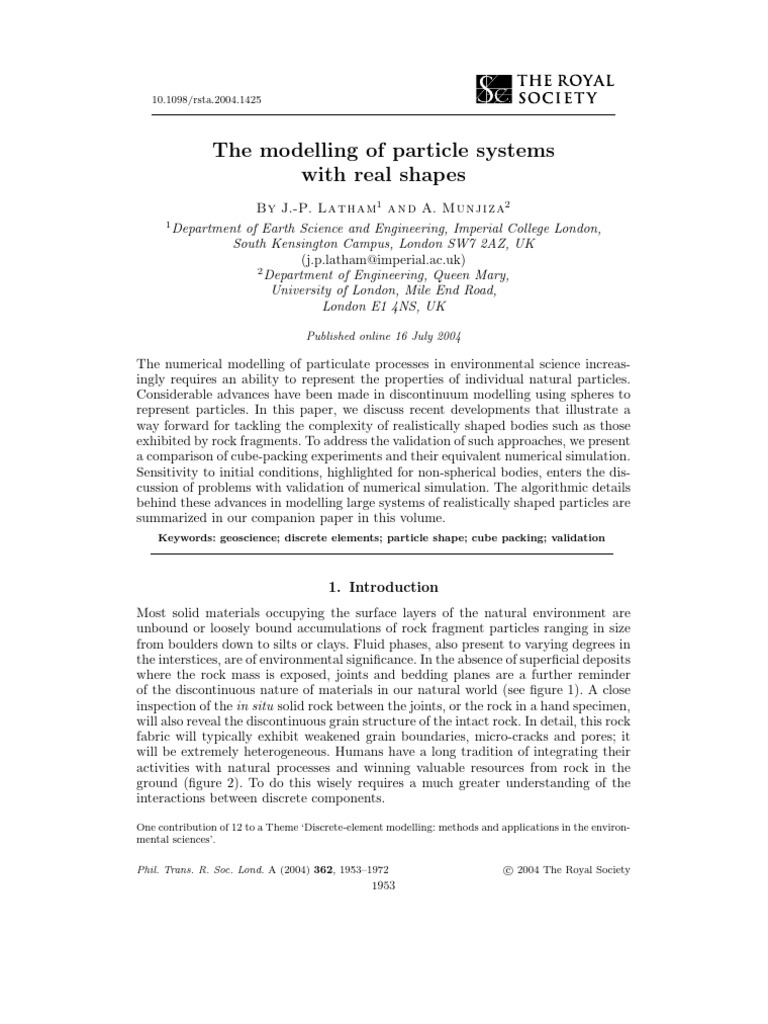 The Modelling of Particle Systems With Real Shapes | PDF | Finite ...