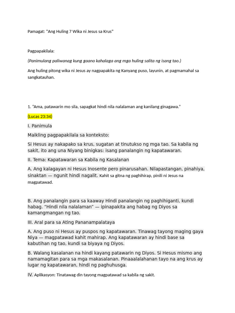 Ang Huling Pitong Wika | PDF