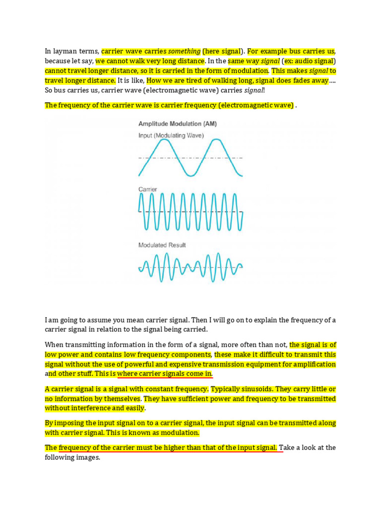Carrier Freq and Wave | PDF | Modulation | Electronics