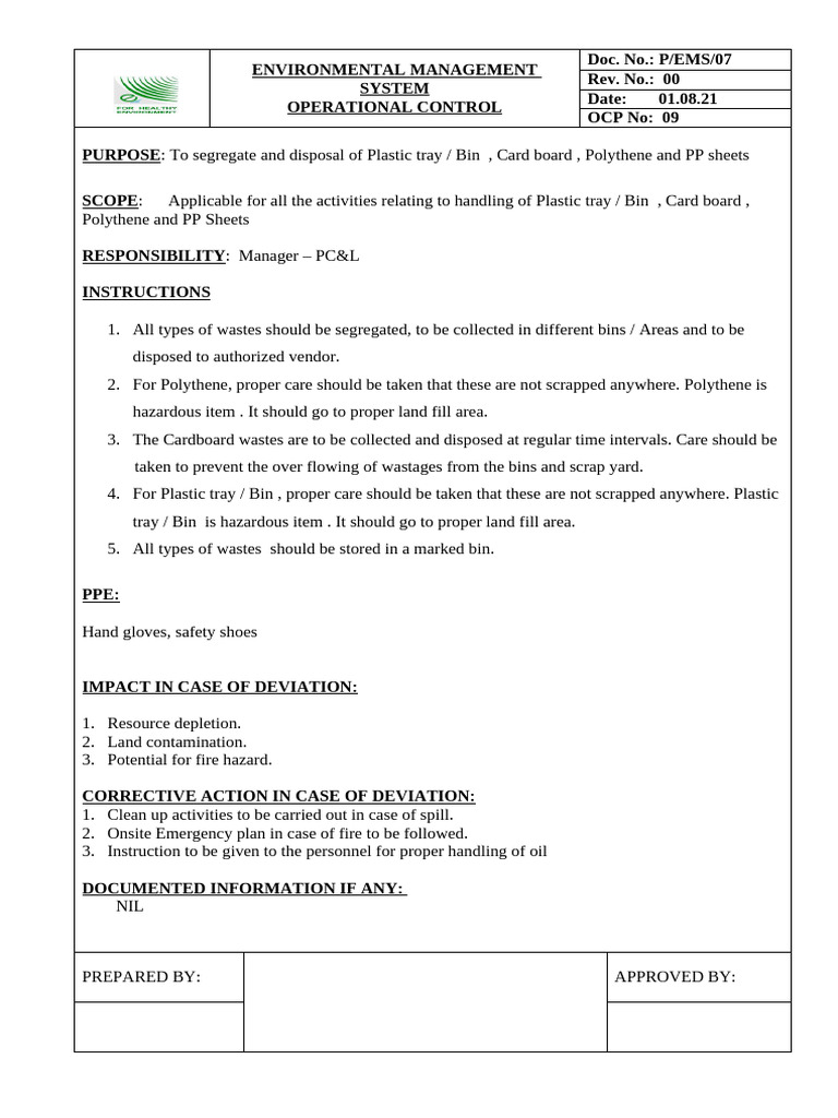 OCP-9 Plastic tray , Cardboard boxes , Polythene & PP | PDF