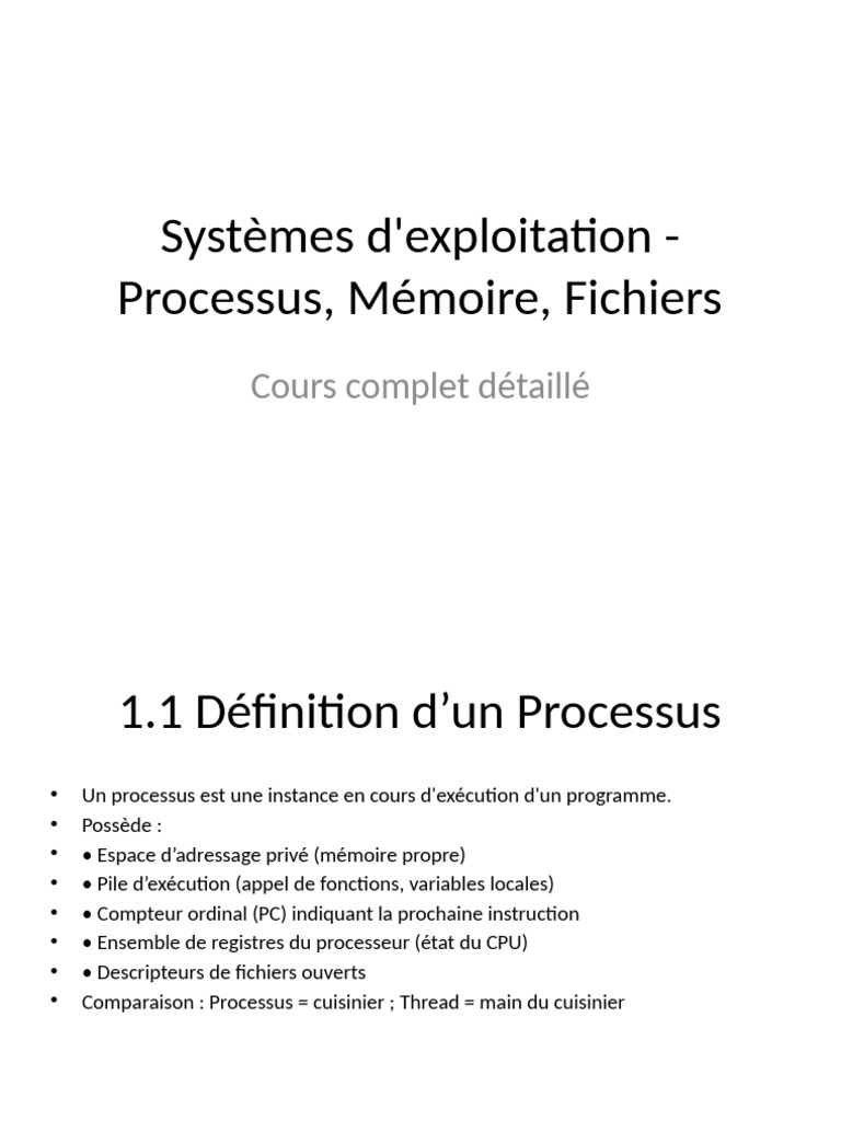 Cours Systemes Exploitation Final | PDF | Informatique | Informatique