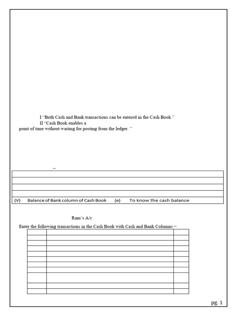 TEST - Cash Book - 22 JULY MONDAY TEST | PDF | Debits And Credits | Money