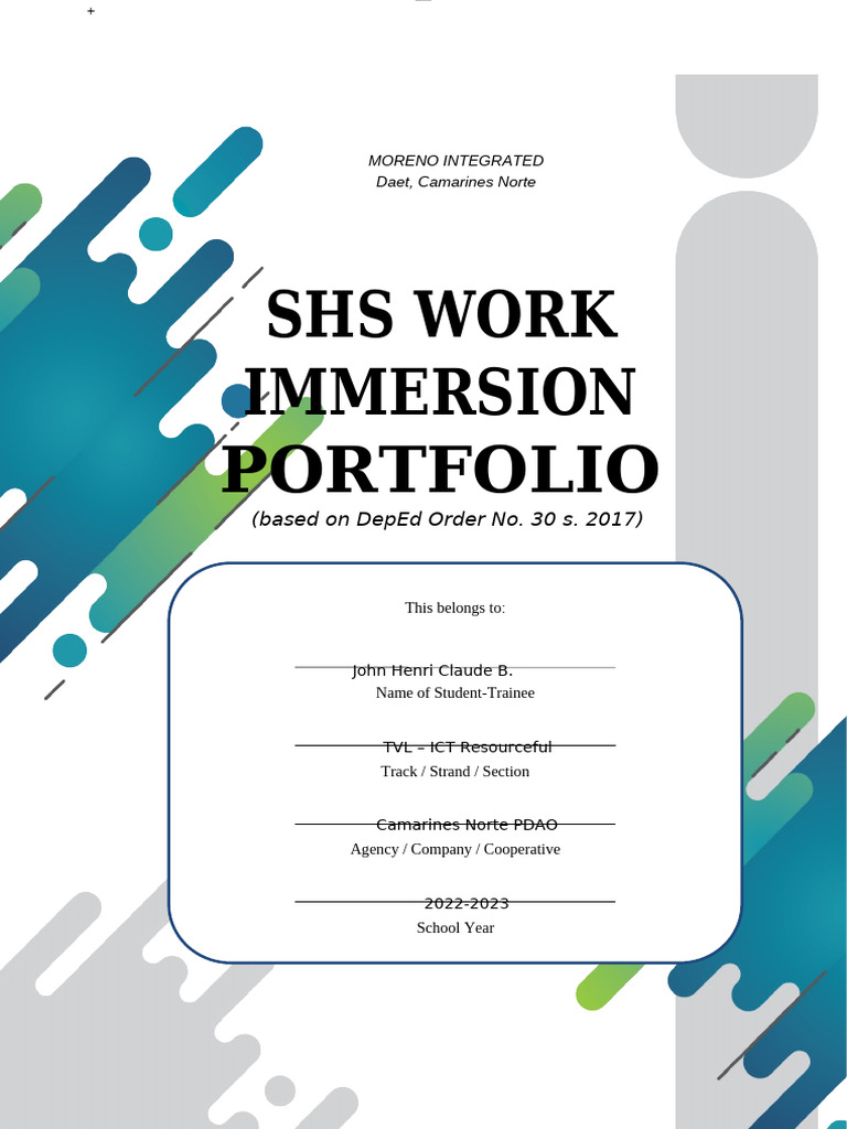 Shs Work Immersion Portfolio | PDF | Teachers | Job Interview