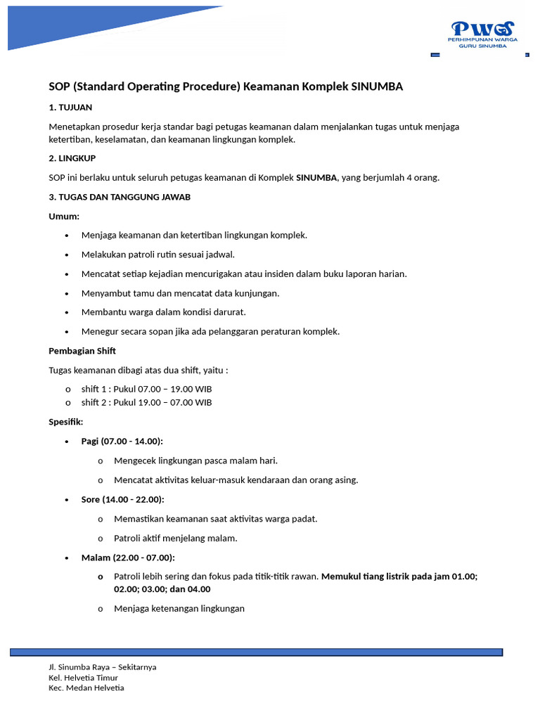 Sop Security PWGS | PDF