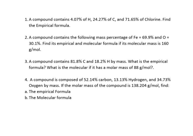 Empirical and Molecular Formula | PDF
