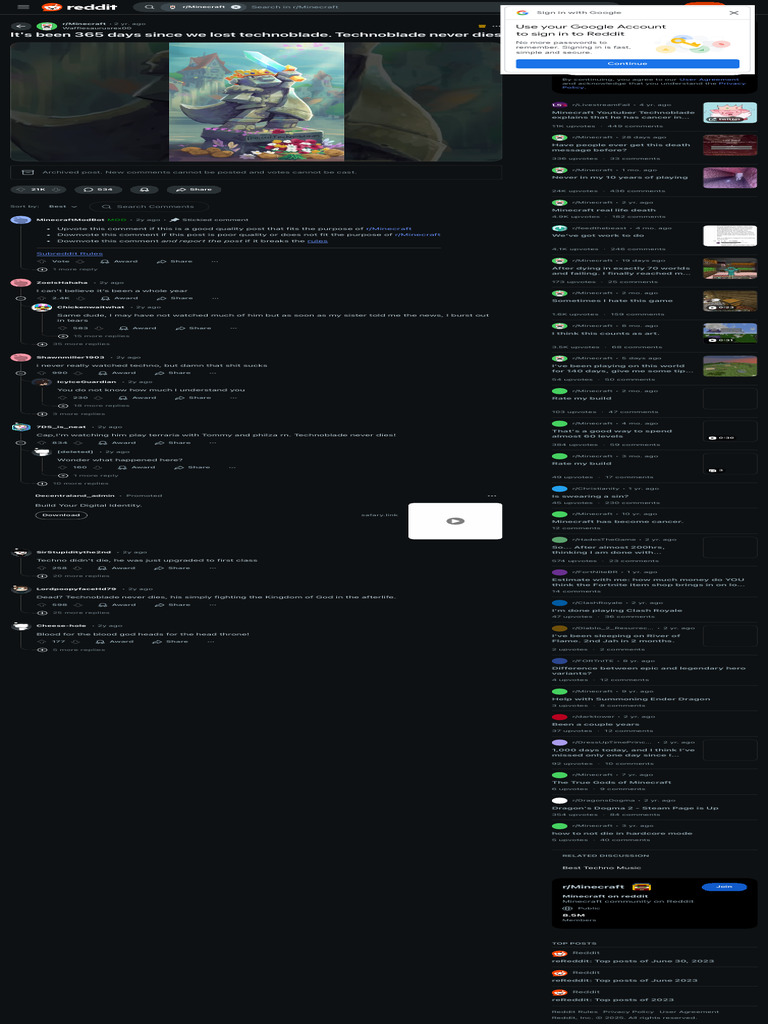 It's been 365 days since we lost technoblade. Technoblade never dies rMinecraft | PDF